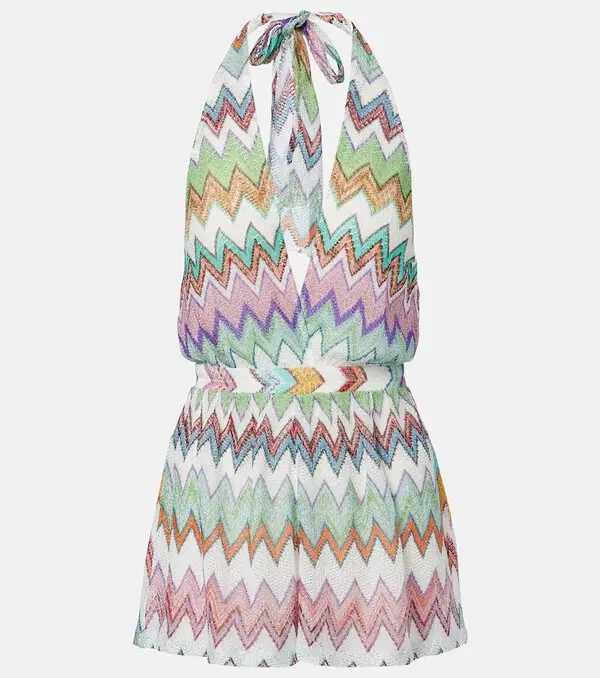 Missoni Zigzag Lame Halterneck Romper - Multicoloured
