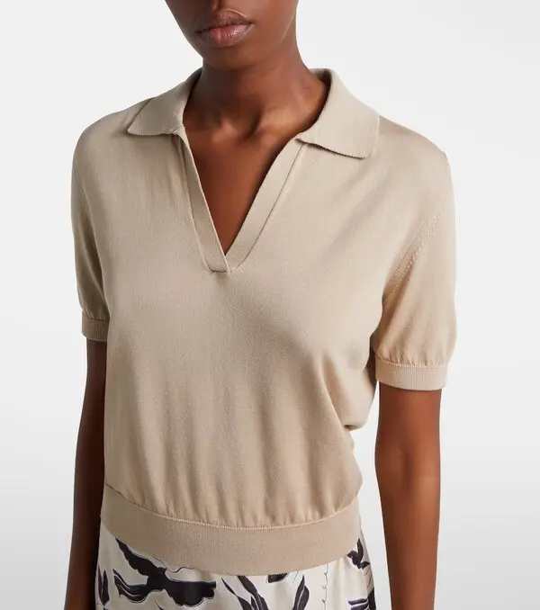 Altuzarra Clay Cropped Cotton And Silk Polo Sweater