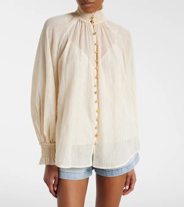 Zimmermann Aster Cotton And Silk-blend Blouse