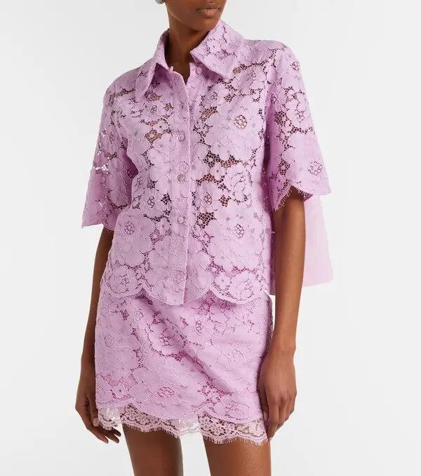 PATOU Cotton-blend Lace Shirt - Pink