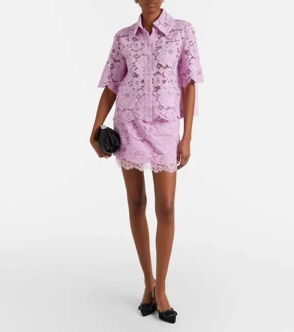 PATOU Cotton-blend Lace Shirt - Pink