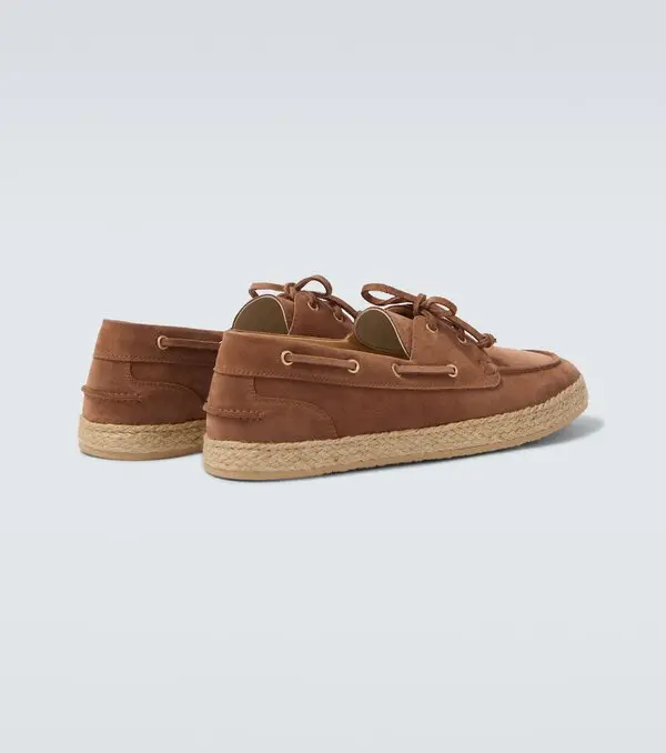 Brunello Cucinelli Suede Boat Shoes With Jute Trim