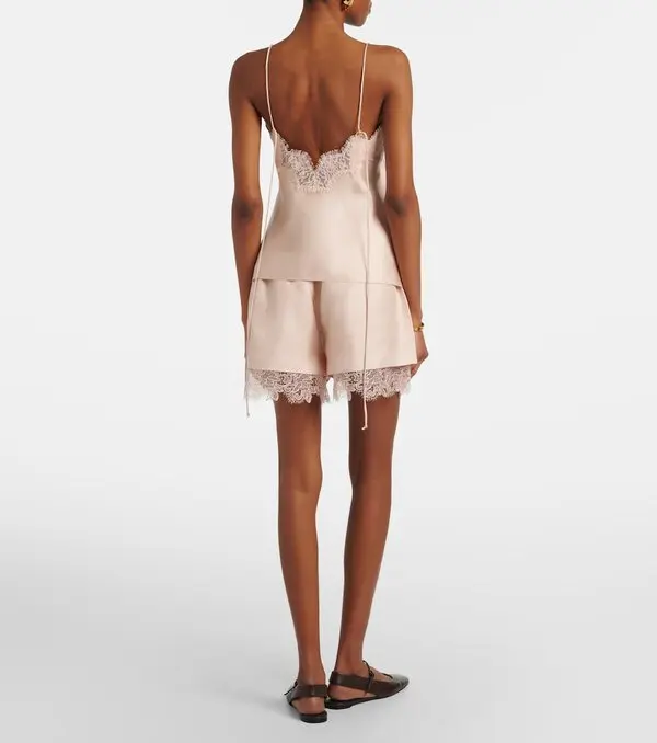 RÓHE Lace-trimmed Silk Shorts - Pink