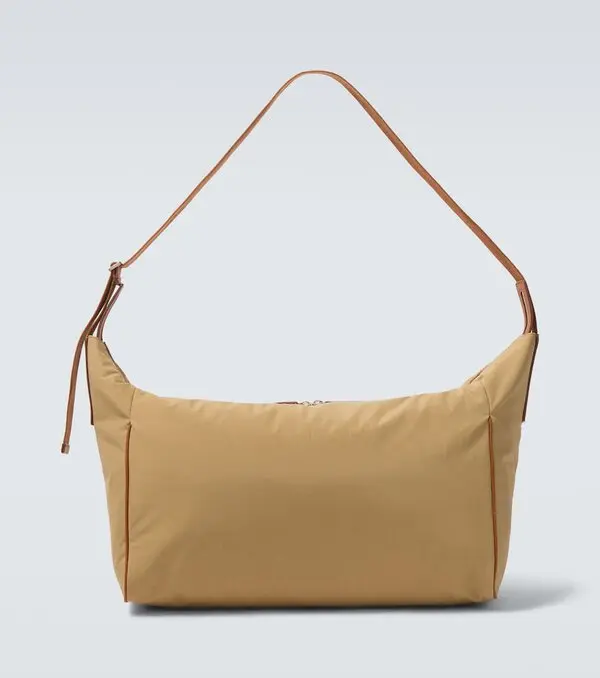 THE ROW Logan E/w Leather-trimmed Crossbody Bag - Beige
