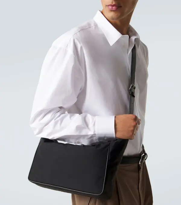 THE ROW Lloyd Leather-trimmed Shoulder Bag