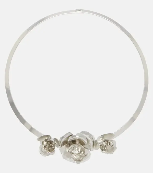 JENNIFER BEHR Rosalba Floral Appliqué Necklace - Silver