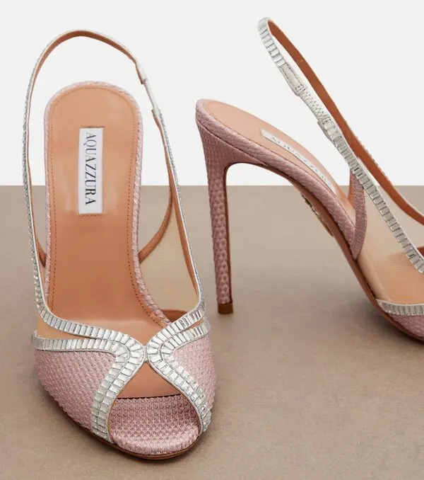 AQUAZZURA Wild Aurora Embellished Slingback Sandals - Pink