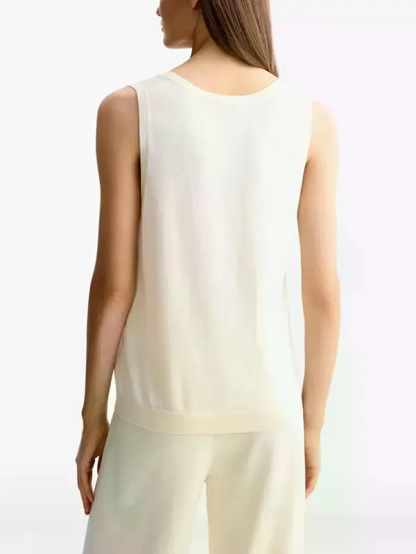 12 STOREEZ Sleeveless Scoop Neck Top With Ribbed Hem - Neutrals