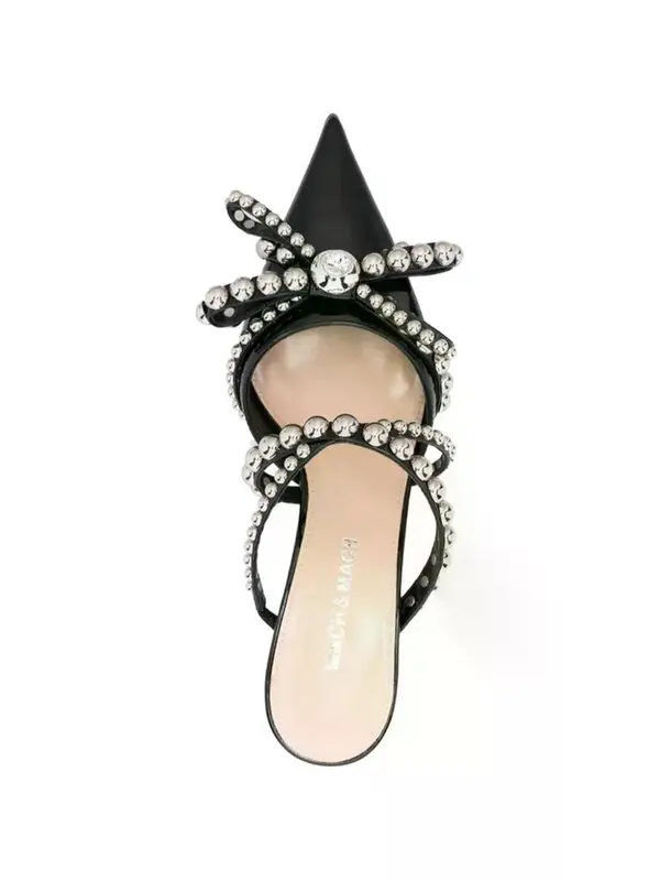 Mach & Mach Studded Bow Detail Kitten Heel Pumps