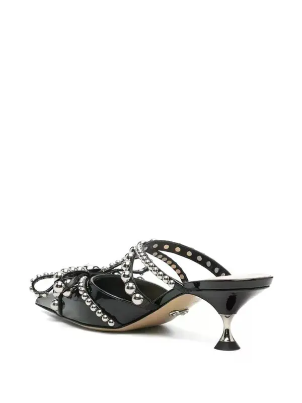 Mach & Mach Studded Bow Detail Kitten Heel Pumps