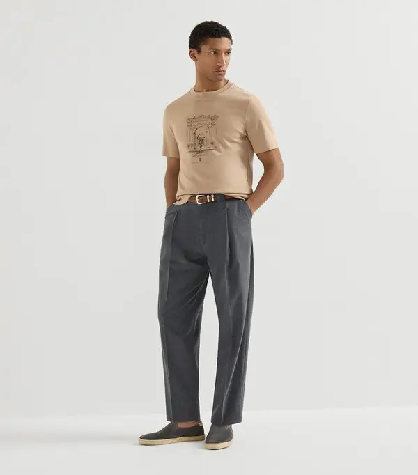 Brunello Cucinelli Virgin Wool-cotton-silk Pleated Trousers
