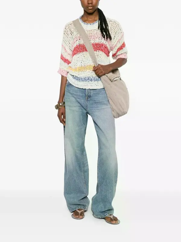 ROBERTO COLLINA Striped Open-knit Sweater