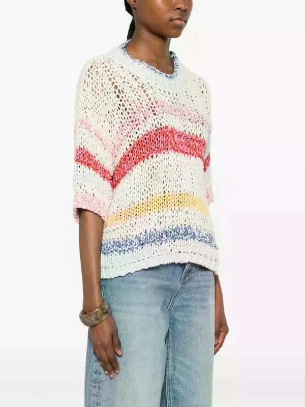 ROBERTO COLLINA Striped Open-knit Sweater