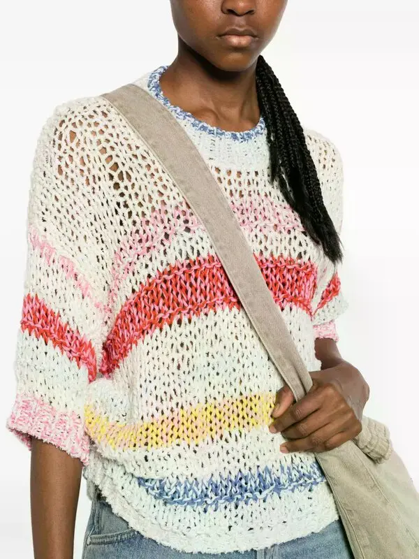 ROBERTO COLLINA Striped Open-knit Sweater
