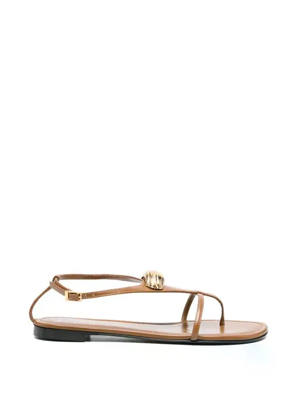 GIUSEPPE ZANOTTI T-strap Leather Flat Sandals