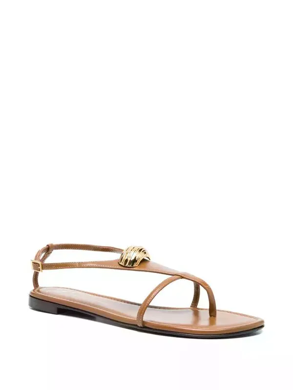 GIUSEPPE ZANOTTI T-strap Leather Flat Sandals