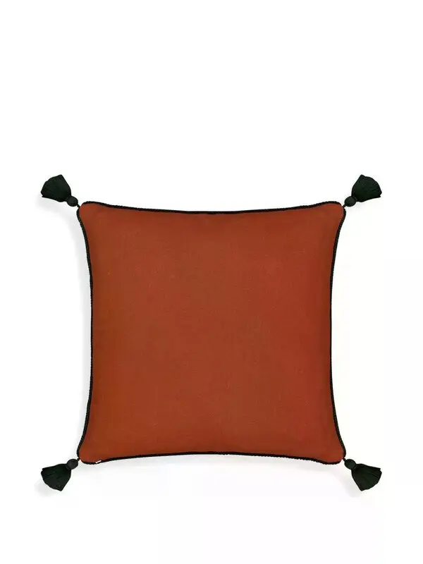 HOUSE OF CAPRICORN Teles Embroidered Linen Cushion - Orange