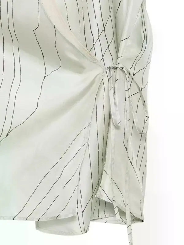ALYSI Graphic Print Wrap Blouse