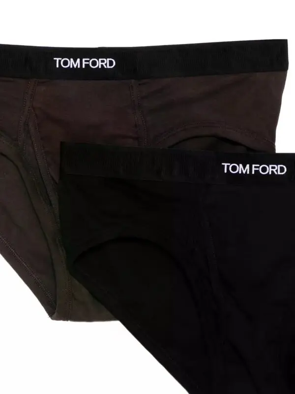 TOM FORD Logo-waistband Jersey Briefs - Brown