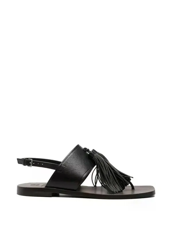 Brunello Cucinelli Tassel Detail Slingback Sandals - Black
