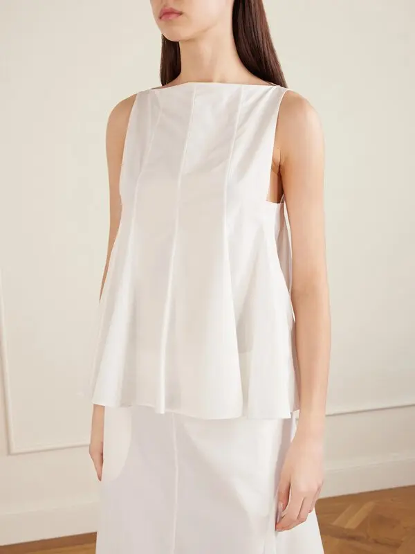 Khaite Marita Paneled Cotton-poplin Blouse - White