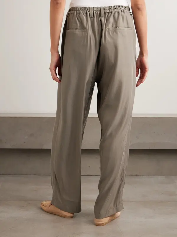 SSSTEIN Pleated Twill Wide-leg Trousers