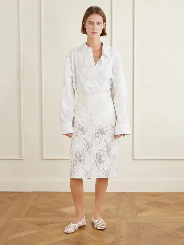 RÓHE Lace Linen-blend Midi Skirt