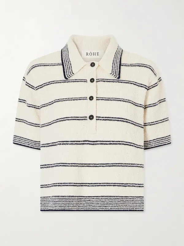 RÓHE Striped Cotton-blend Terry Polo Shirt - Multi