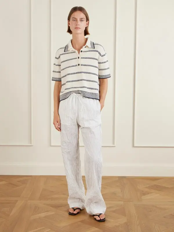 RÓHE Striped Cotton-blend Terry Polo Shirt - Multi