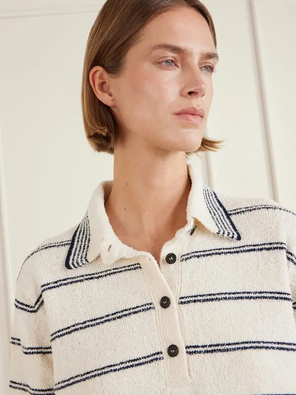 RÓHE Striped Cotton-blend Terry Polo Shirt - Multi