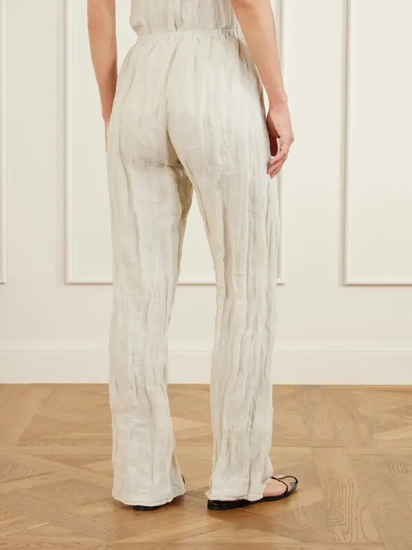 RÓHE Crinkled Cotton-blend Wide-leg Trousers
