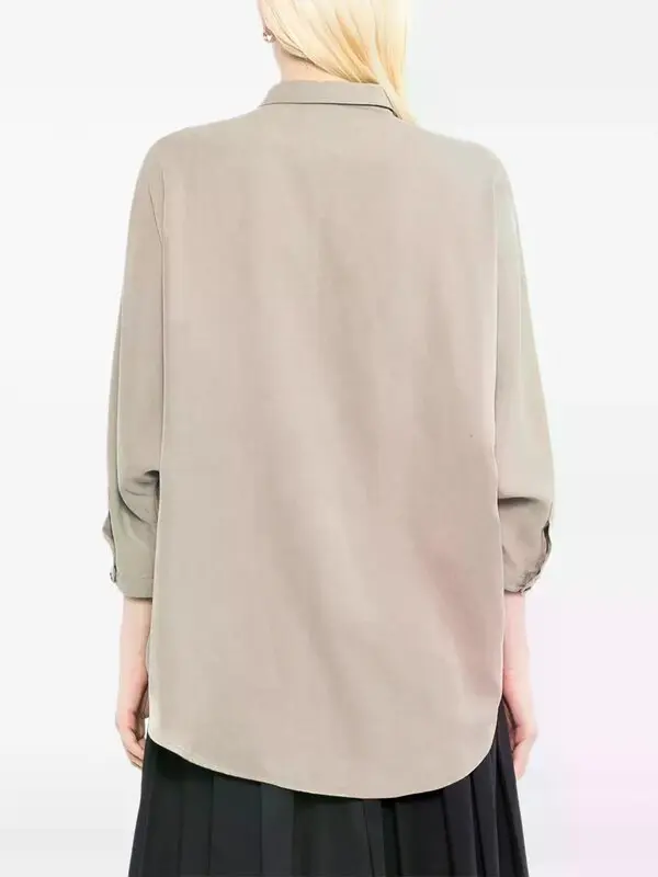 AGNES B. Embroidered Logo Patch Cape Shirt