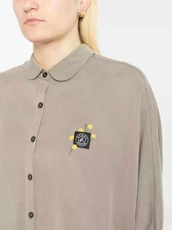 AGNES B. Embroidered Logo Patch Cape Shirt
