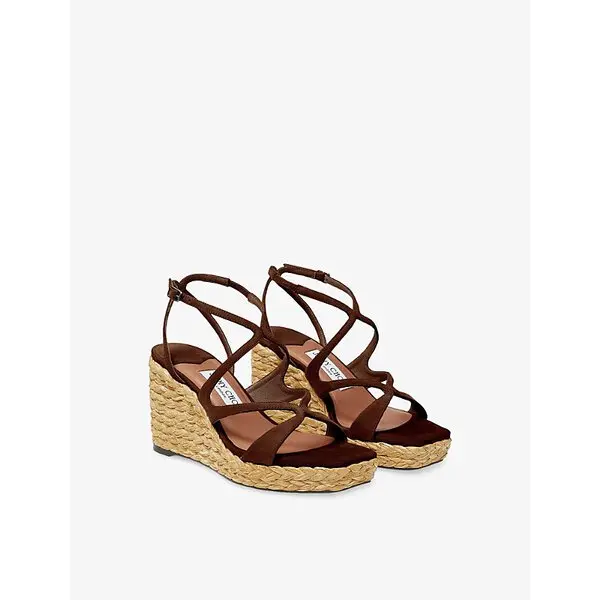 JIMMY CHOO Ayla 85 Suede Wedge Sandals