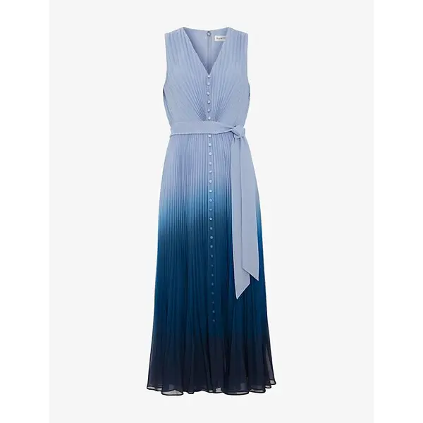 PHASE EIGHT Mira Ombré-print Pleated Midi Dress - Blue