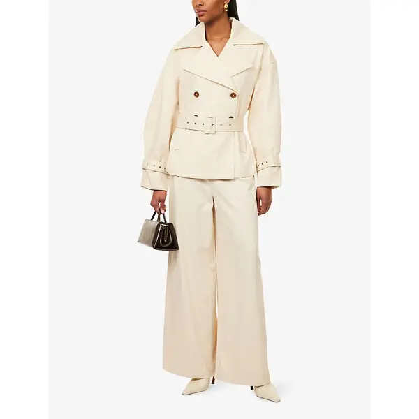 Oddmuse High-rise Wide-leg Cotton-blend Trousers