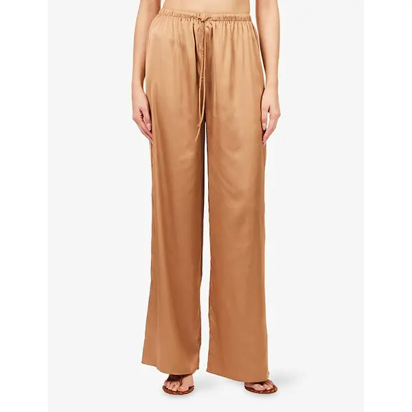 HYPHEN Wide-leg Satin Trousers
