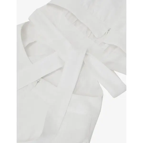 REISS Hazel Cut-out Linen Cotton Midi Dress - Ivory