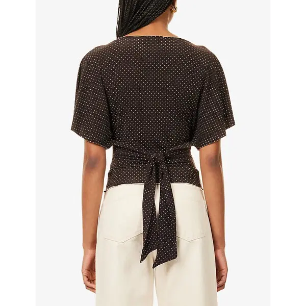 REFORMATION Avery Ted Woven Knit Top - Dot