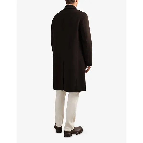 REISS Squire Single-breasted Wool-blend Overcoat - Dark Brown