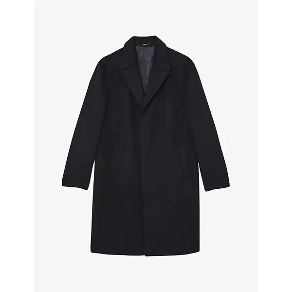 REISS Squire Single-breasted Wool-blend Overcoat - Navy