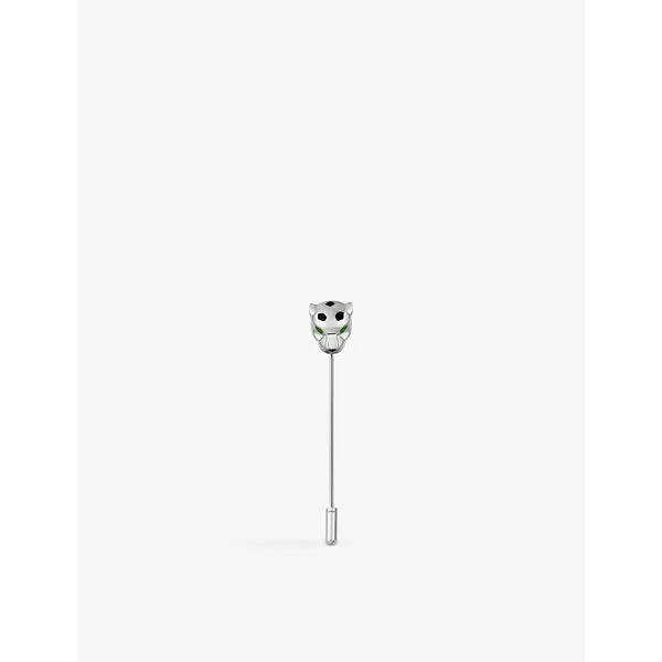 Cartier Panthère De Palladium-plated Sterling And Lacquer Tie Pin - Silver