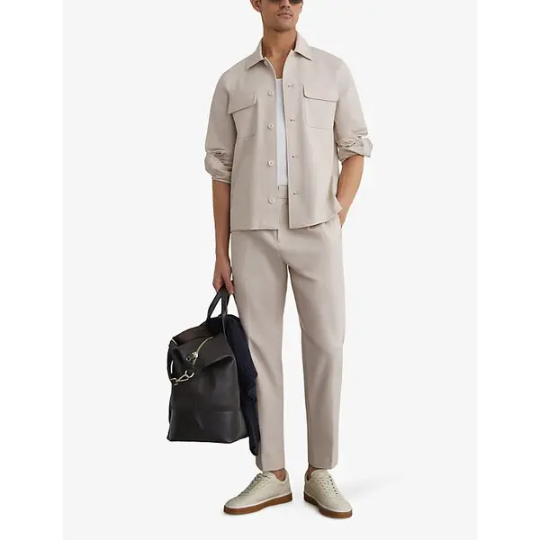 REISS Cleric Patch-pocket Stretch-woven Overshirt