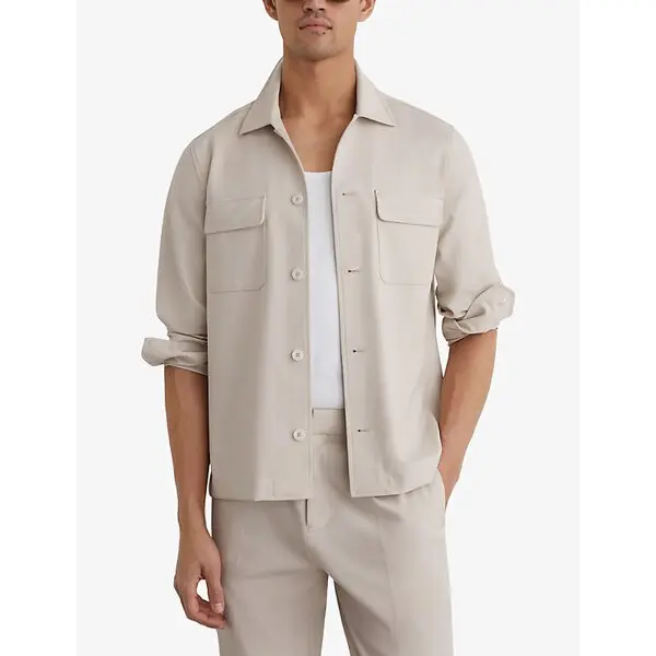 REISS Cleric Patch-pocket Stretch-woven Overshirt