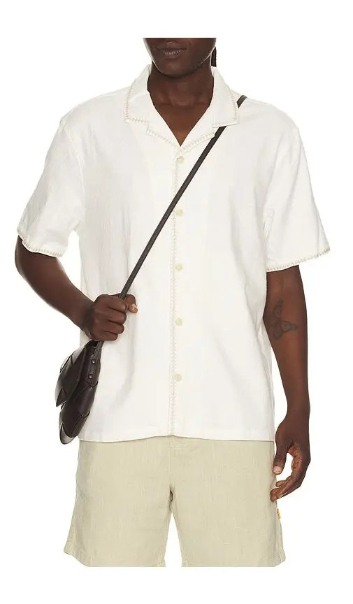 Marine Layer Embroidered Resort Shirt In . Also - White