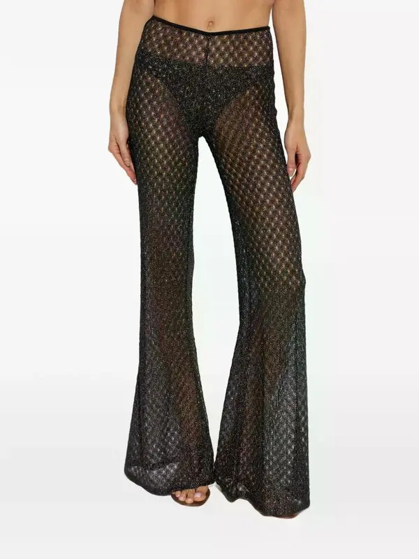 Missoni Metallic Open-knit Flared Trousers - Black