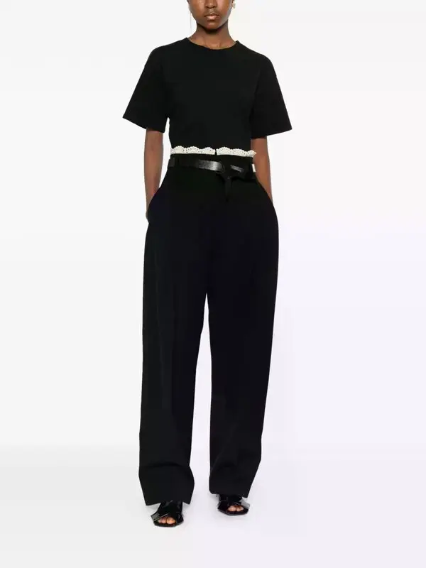 Magda Butrym Crochet-trim Belted Wide-leg Trousers