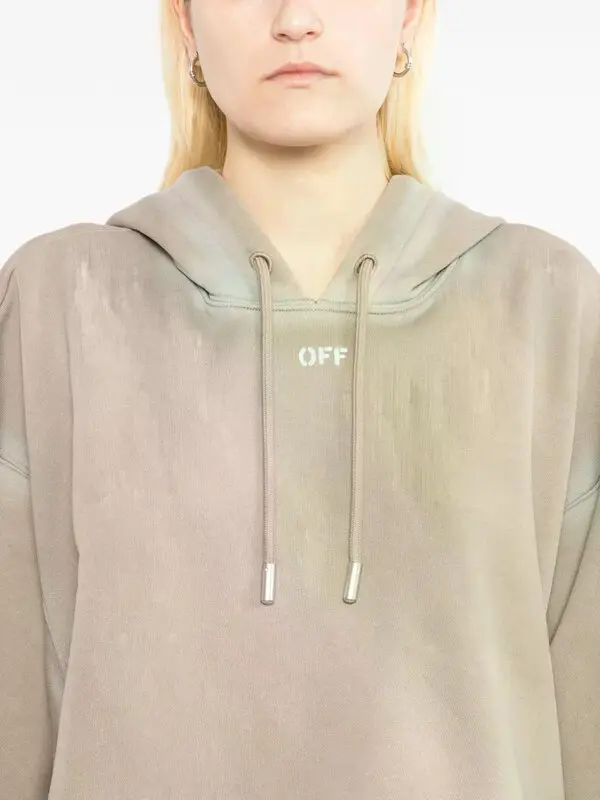 Off-White Spray Effect Logo Cropped Hoodie