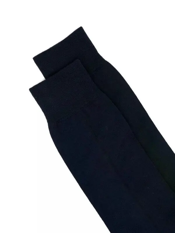 Zegna Ribbed Cuff Calf-length Socks - Blue