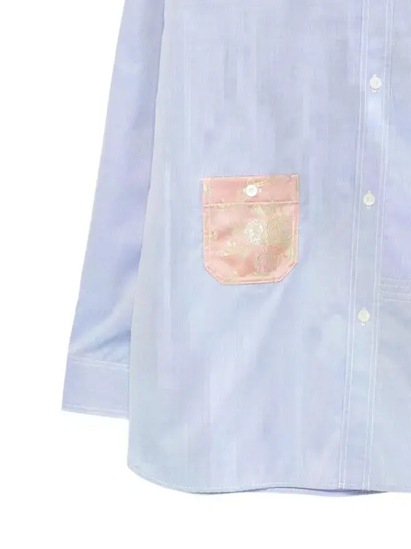 Junya Watanabe Floral-patch Pinstriped-pattern Shirt